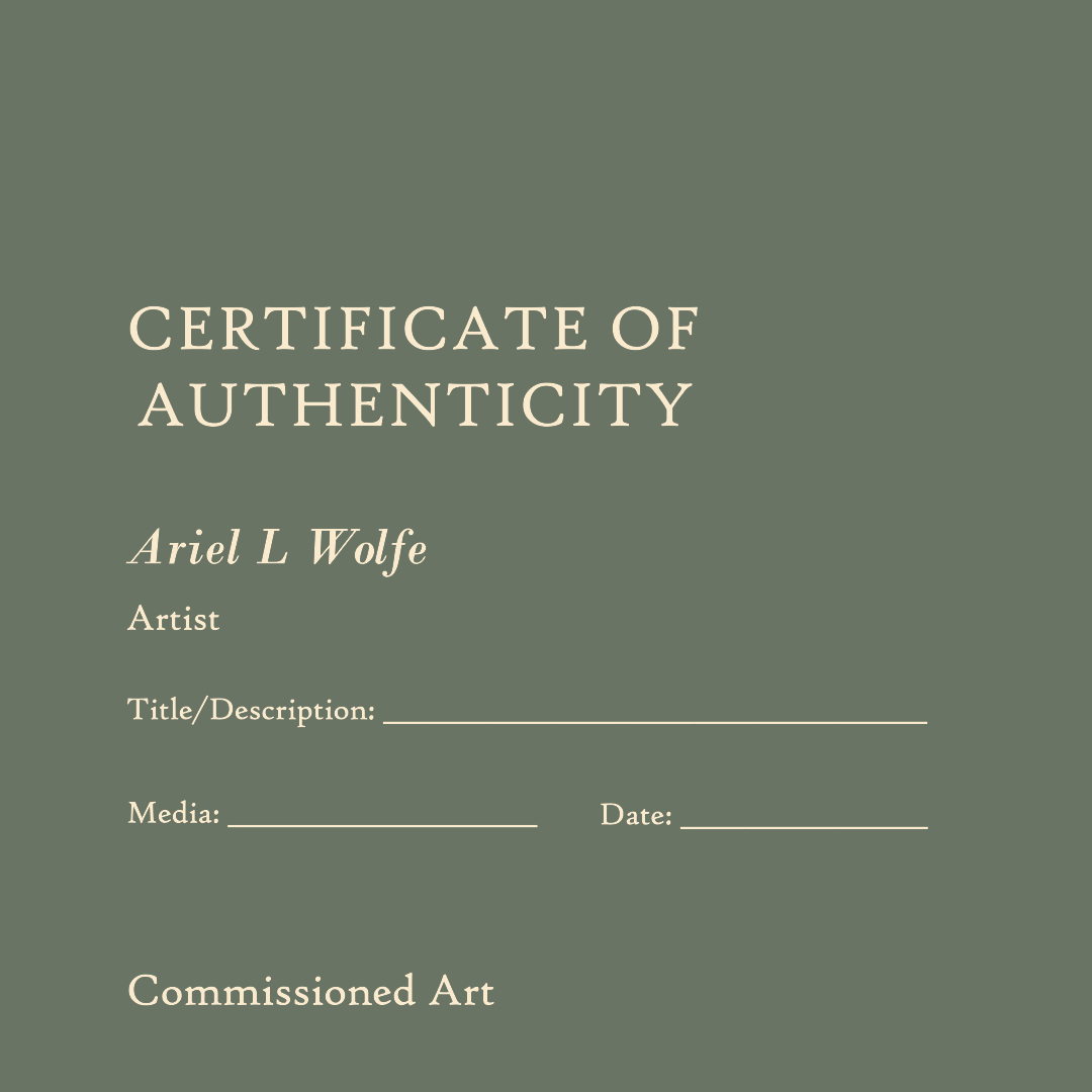 Commission certificate – Ariel Wolfe